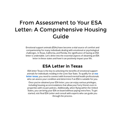 From Assessment to Your ESA Letter: A Comprehensive Housing Guide