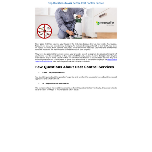 Top Questions to Ask Before Pest Control Service