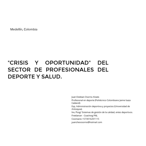Crisis y oportunidad en el sector Deporte y salud