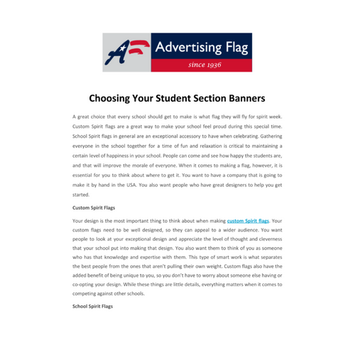 Choosing Your Student Section Banners