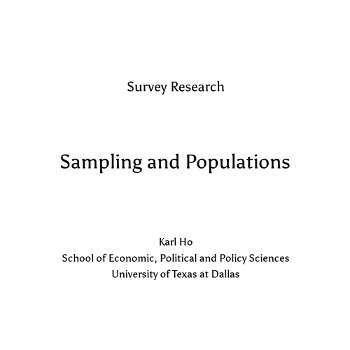 Survey Research: Sampling and Populations