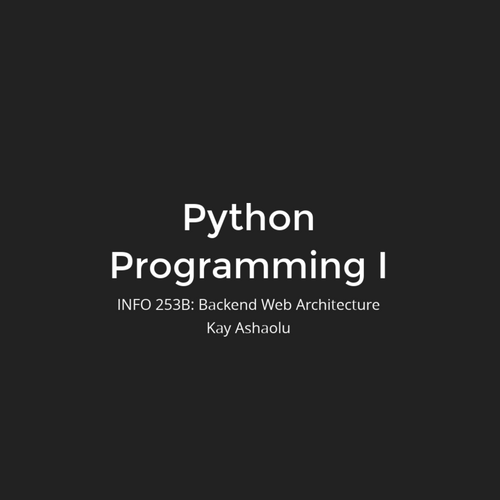 Python Programming I - Backend Webarch