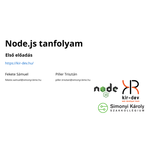 Kir-Dev NodeJS tanfolyam 2024 1. alkalom