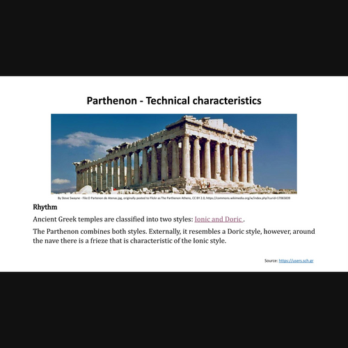 Parthenon - Technical characteristics