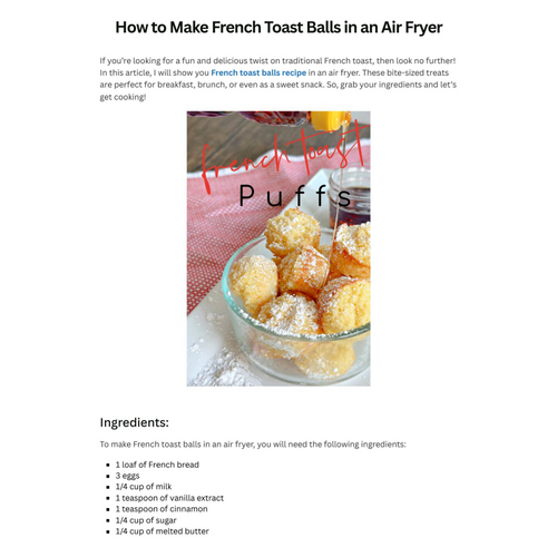 How to Make French Toast Balls in an Air Fryer