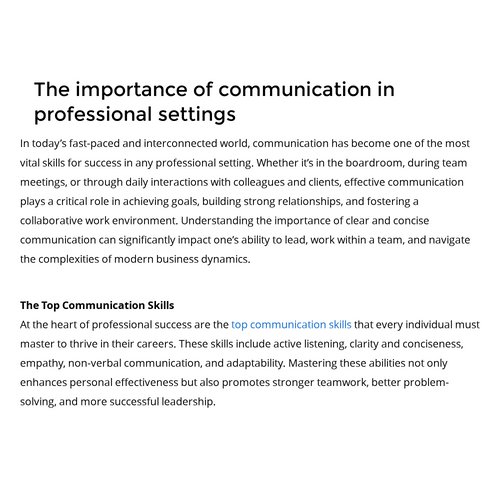 The importance of communication in professional settings