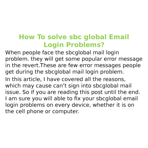 How To solve sbc global Email Login Problems?