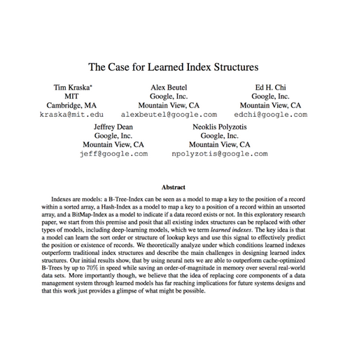 The Case for Learned Index Structures