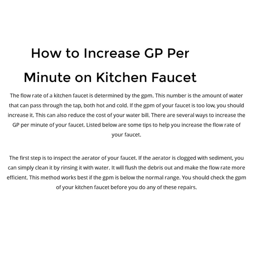 How to Increase GP Per Minute on Kitchen Faucet