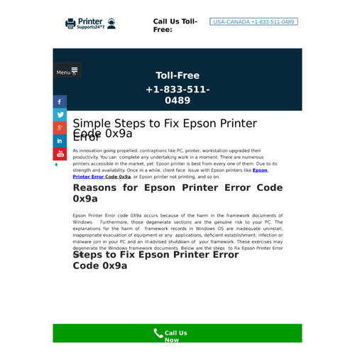 Easy To Fix Epson Printer Error Code 0x9a By Expert