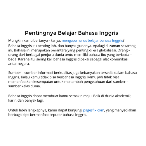 Pentingnya Belajar Bahasa Inggris