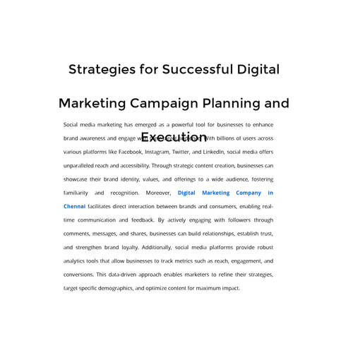 Strategies for Successful Digital Marketing Campaign Planning and Execution