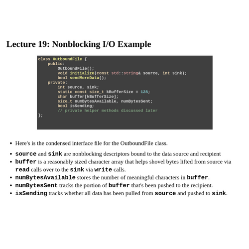 Lecture 19 Non Blocking I O Example