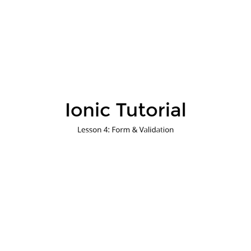 Ionic Tutorial