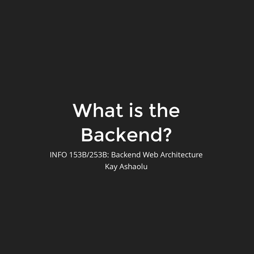 What is the Backend? - Backend Webarch