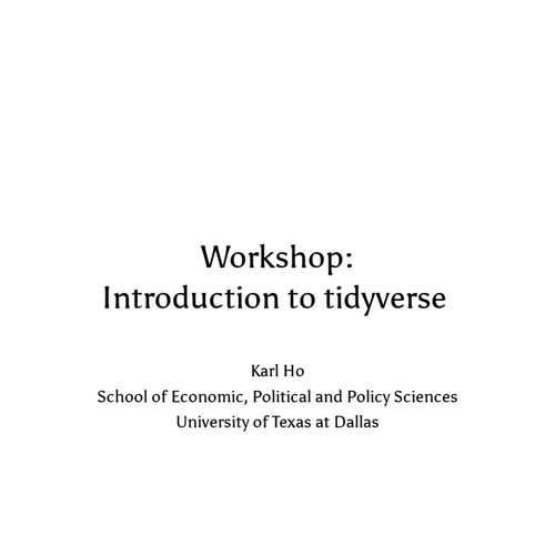 Workshop: Introduction to tidyverse