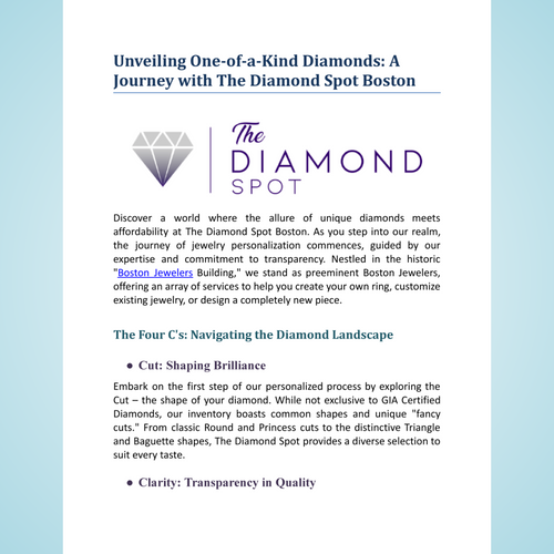 Unveiling One-of-a-Kind Diamonds: A Journey with The Diamond Spot Boston